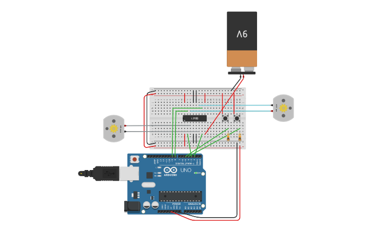 Circuit design 2 Dc motor - Tinkercad