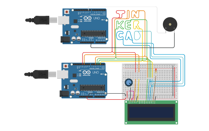 Circuit design Arduino LCD e Buzzer Vai Corinthians - Tinkercad
