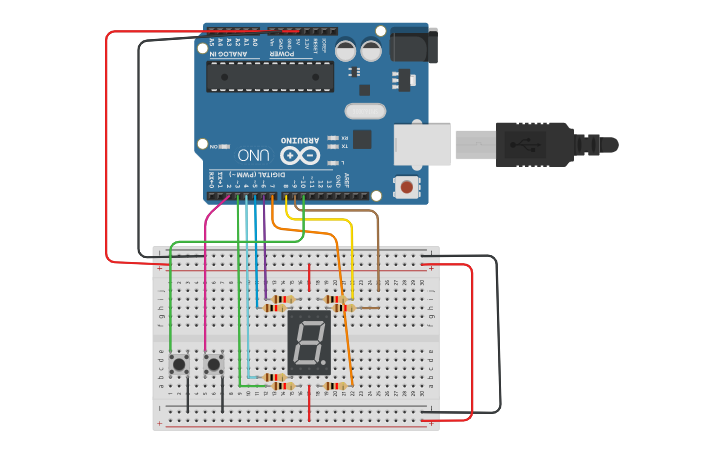 Circuit design 7 segment | Tinkercad