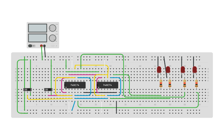 Circuit design PIPO shift register - Tinkercad