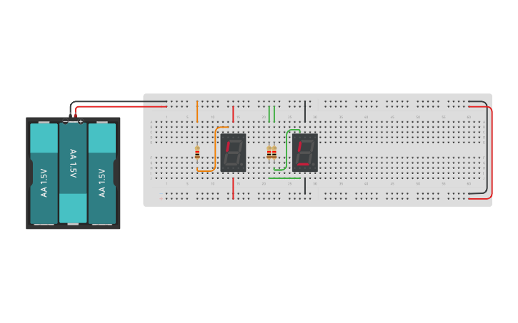 Circuit design Seven Segment CA vs CC - Tinkercad