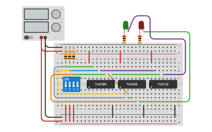 Circuit design Somador de 1 bit | Tinkercad Circuit design Somador de 1 bit | Tinkercad