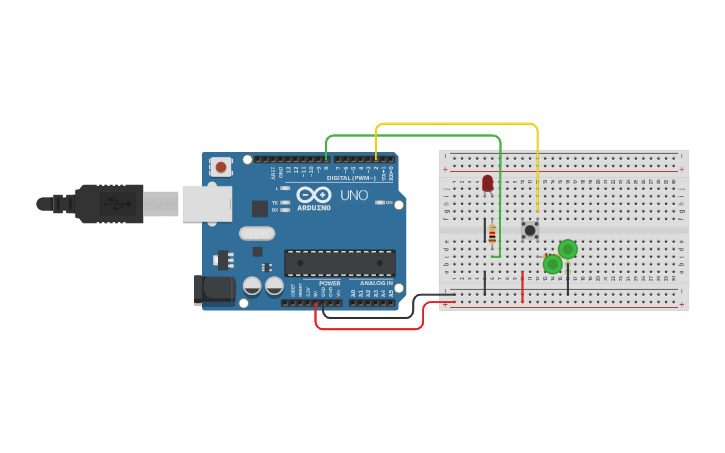 Circuit design Ligar LED com botao - Tinkercad
