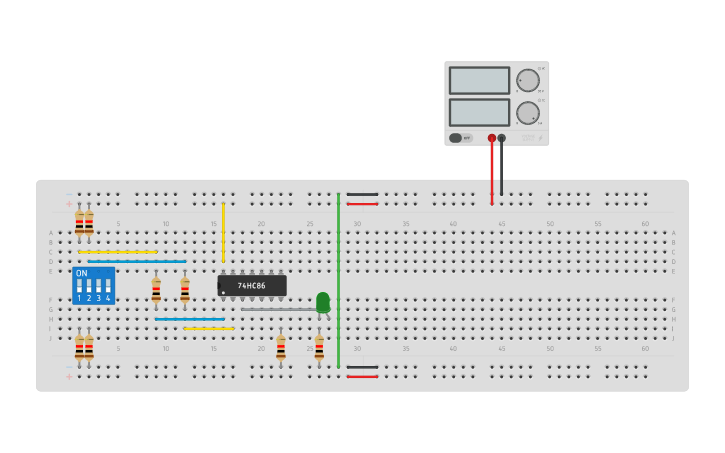 Circuit design Circuito de prueba 7486 - Tinkercad