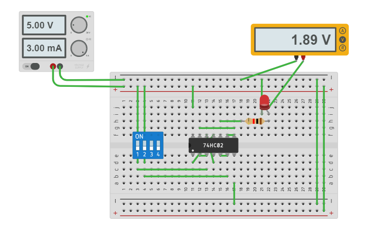 Circuit design nand gate using nor gate - Tinkercad