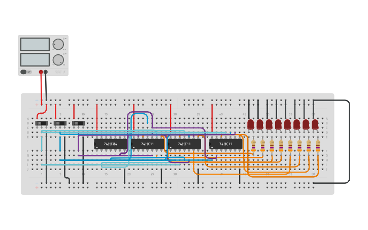 Circuit design 3 TO 8 LIne DECODER - Tinkercad
