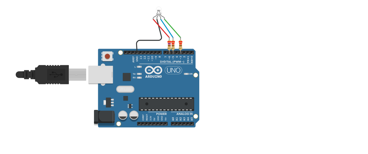 Circuit design Control + RGB - Tinkercad