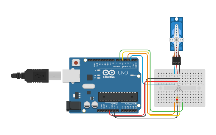 Circuit Design Servo With Led 3 Tinkercad