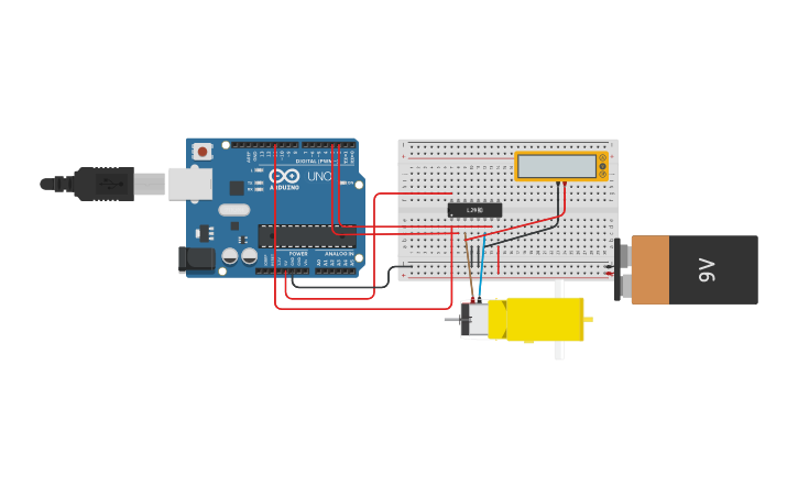 Circuit design Prática 4 L293D - Tinkercad