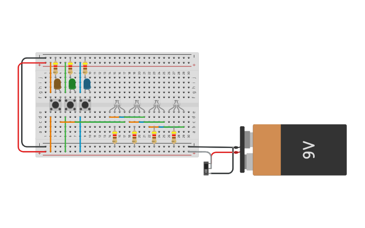 Circuit design RGB Light emitting diode | Tinkercad