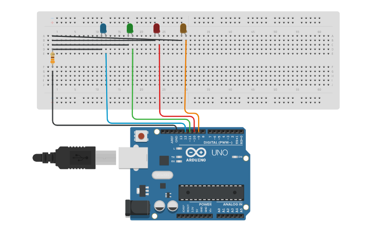 Circuit design Samantha Ubilluz 2c practica N2 tarjeta Arduino | Tinkercad