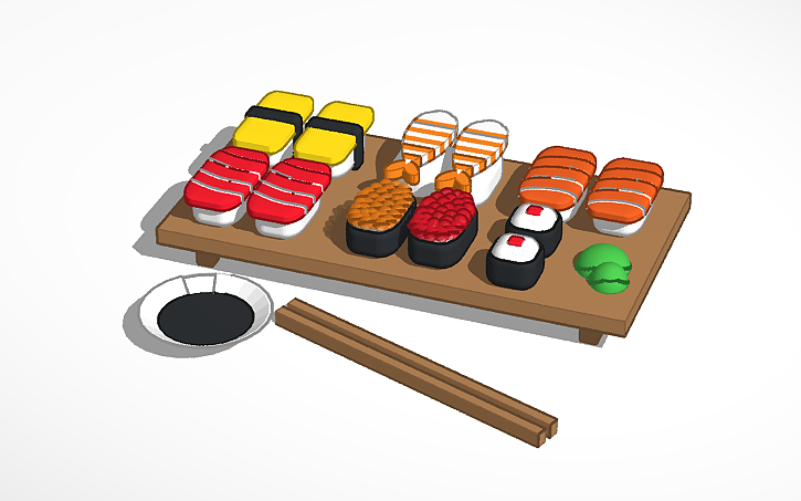 3D design Sushi platter - Tinkercad