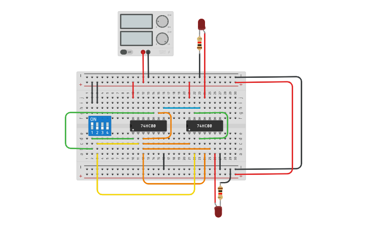 Circuit design Half Adar using NAND gate | Tinkercad