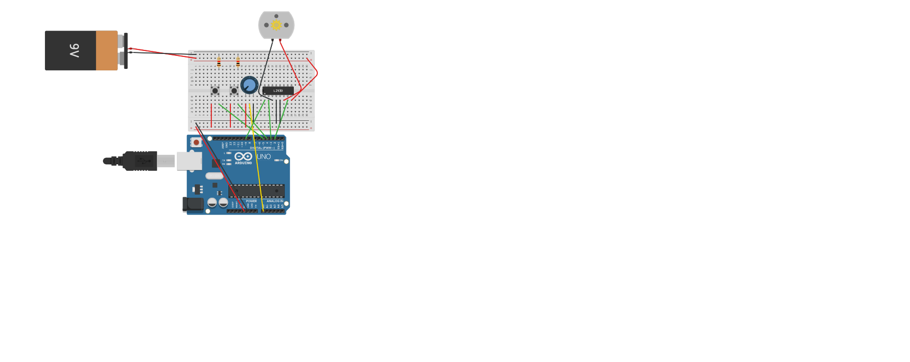 Circuit design Motor Controller Hunt | Tinkercad