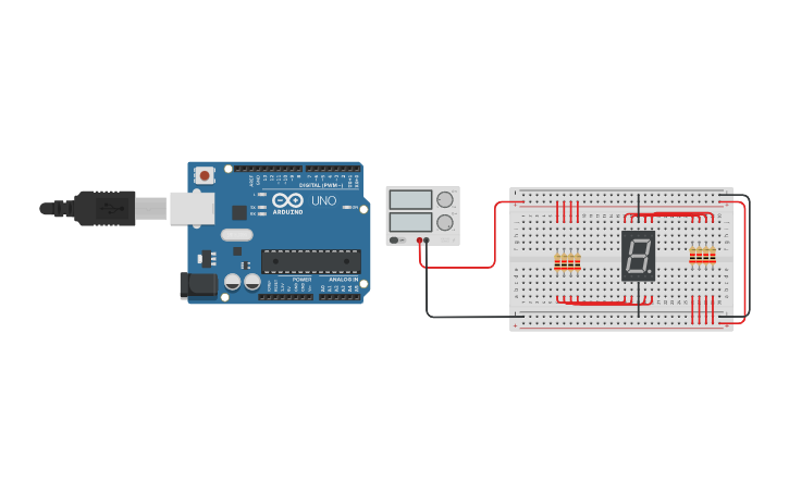 Circuit design 7 segment - Tinkercad