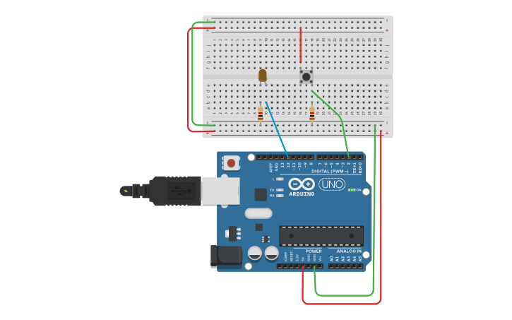 Circuit design led blinking with switch - Tinkercad