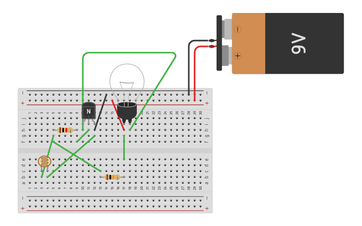 Circuit design Circuito con LDR y transistor - Tinkercad