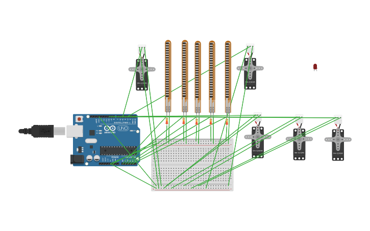 Circuit design flex and servo - Tinkercad