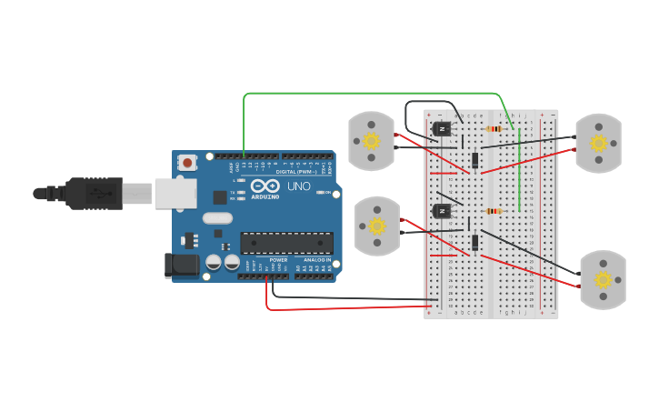 Circuit design Practica 3 Cableado de mi dron - Tinkercad