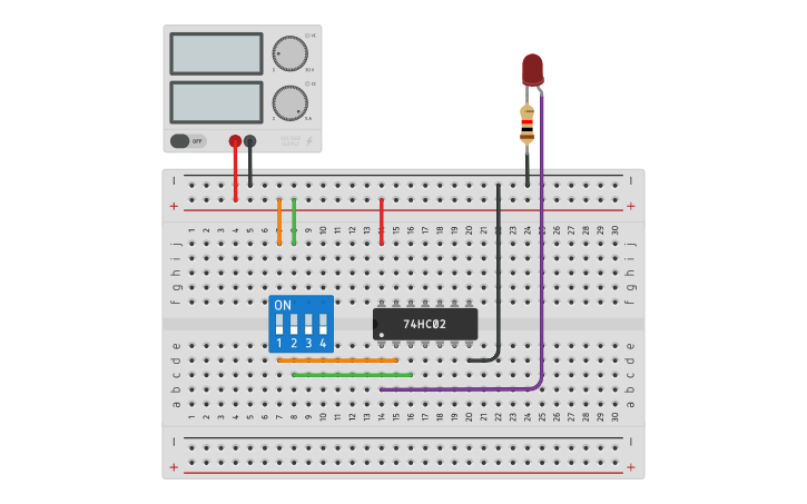 Circuit design QUAD TWO INPUT NOR GATE | Tinkercad