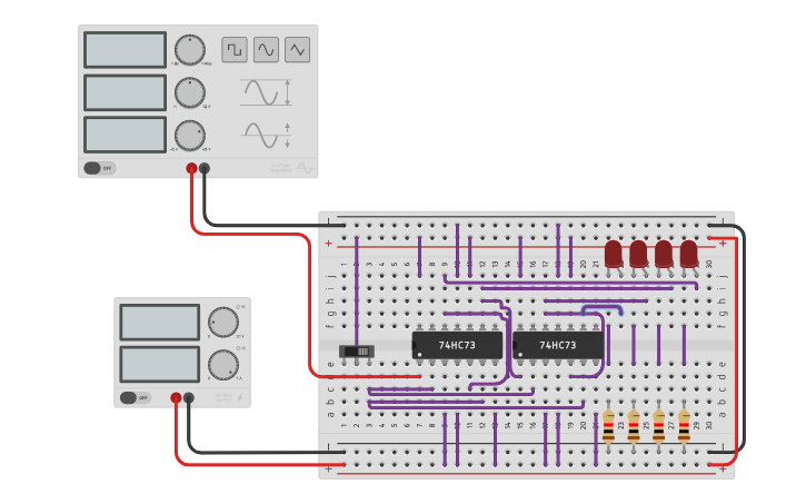Circuit Design Asynchronous Up Counter Tinkercad
