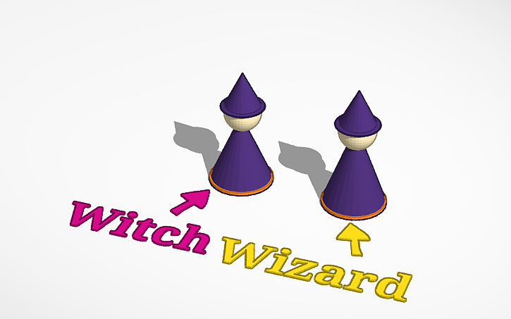 3D design Tinktober Day 16- Witch & Wizard - Tinkercad