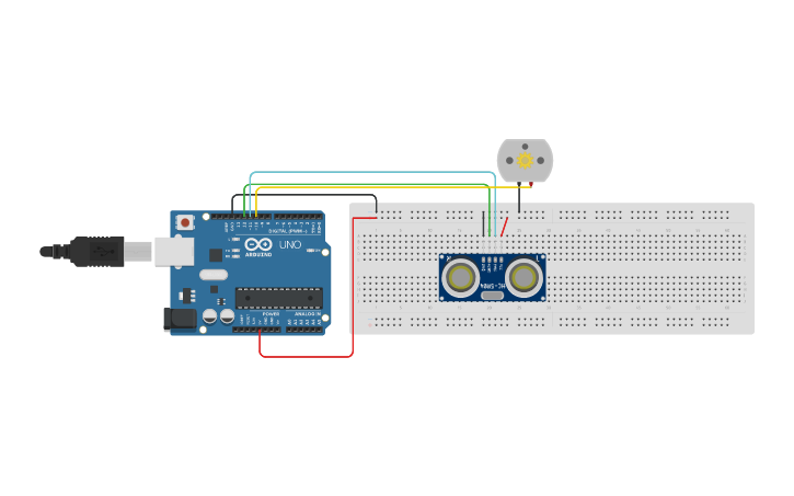 Circuit design Arduino Sensor con motor Paulette Tamayo | Tinkercad