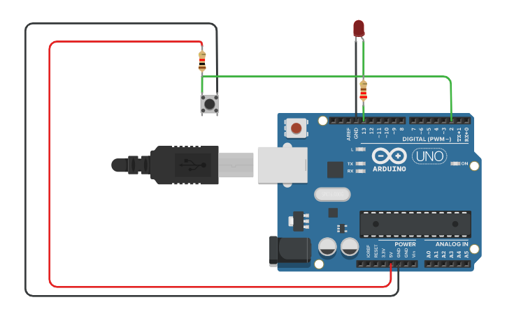 Circuit Design Toggle An Led Using Push Button Switch Tinkercad 3467