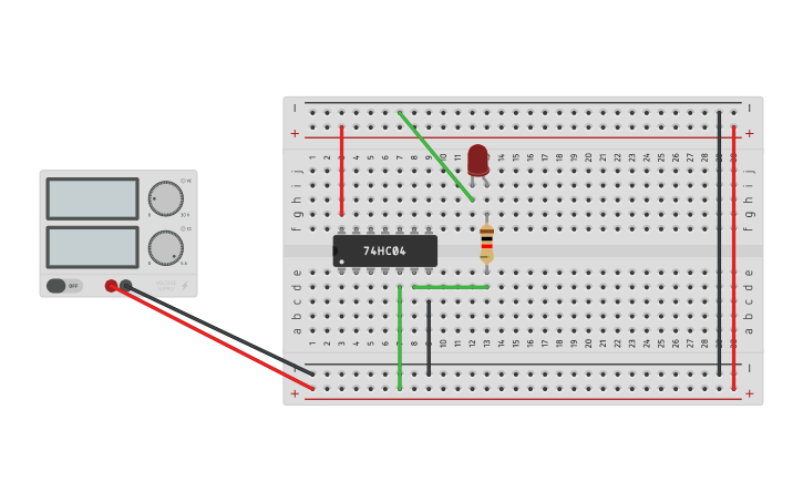 Circuit design Lab 1 NOT gate | Tinkercad
