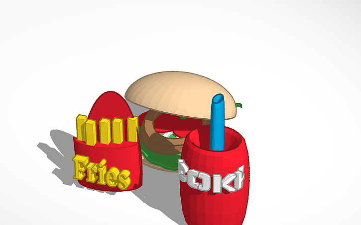 3D design Hamburger and coke and fries............. - Tinkercad