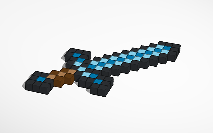 3D design frozen pixel sword - Tinkercad