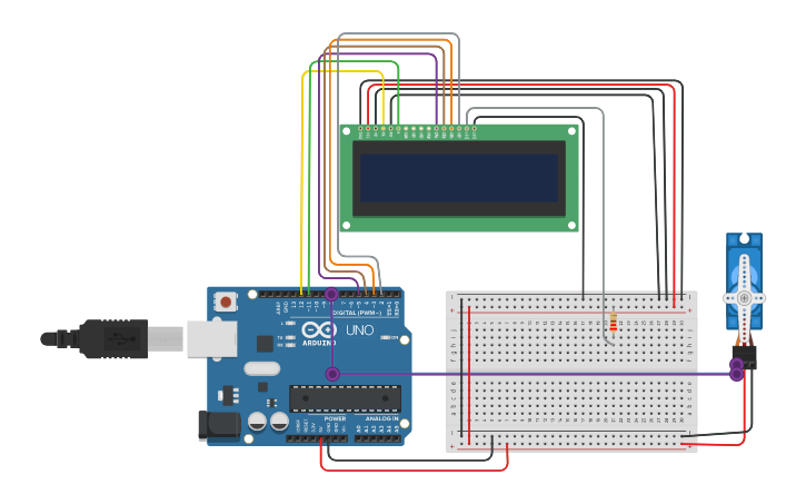 Circuit Design Servomotor Con Lcd Deber Lcd Tinkercad
