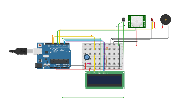 Circuit design Rangkaian Circuit Sensor Suhu Pintu Minimarket - Tinkercad Circuit design Rangkaian Circuit Sensor Suhu Pintu Minimarket - Tinkercad