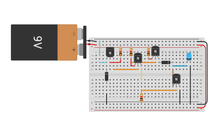 Circuit design TTL NOT - Tinkercad