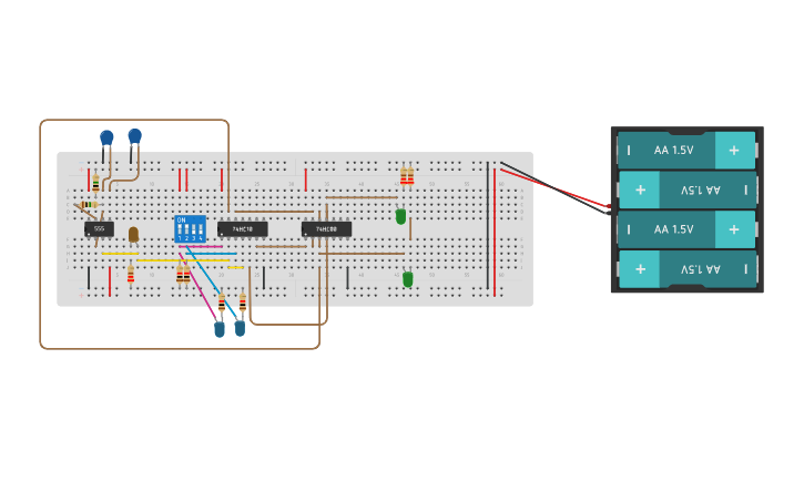 Circuit design JK Flip Flop - Tinkercad