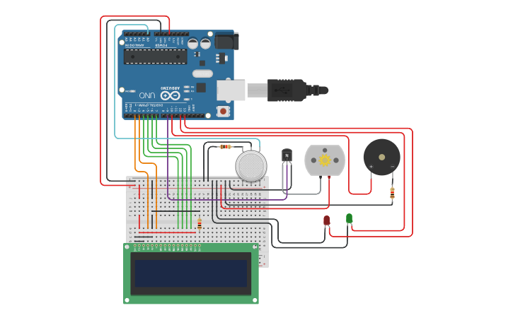 Circuit design Fire Detector_Praktikum 13 - Tinkercad