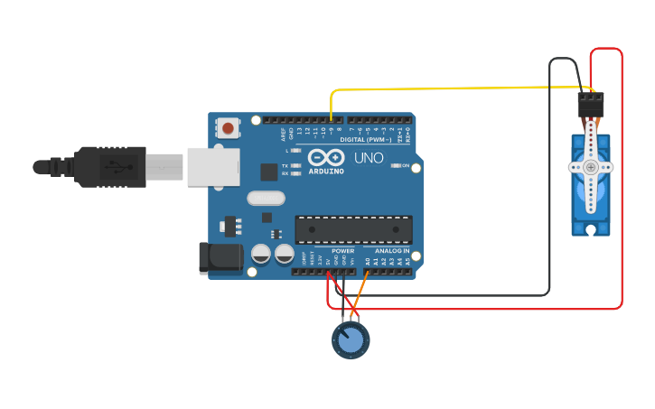 Circuit Design Servo Motor Controlled By Potentiometer Stage 1 Tinkercad