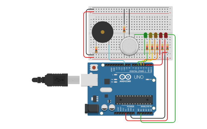 Circuit design arduino buzzer cng - Tinkercad