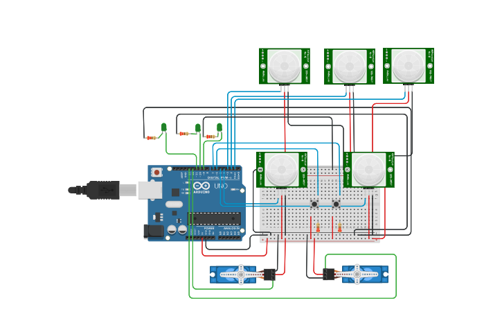 Circuit design Parqueadero - Tinkercad