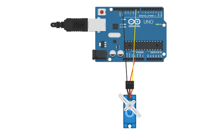 Circuit design servomotor - Tinkercad