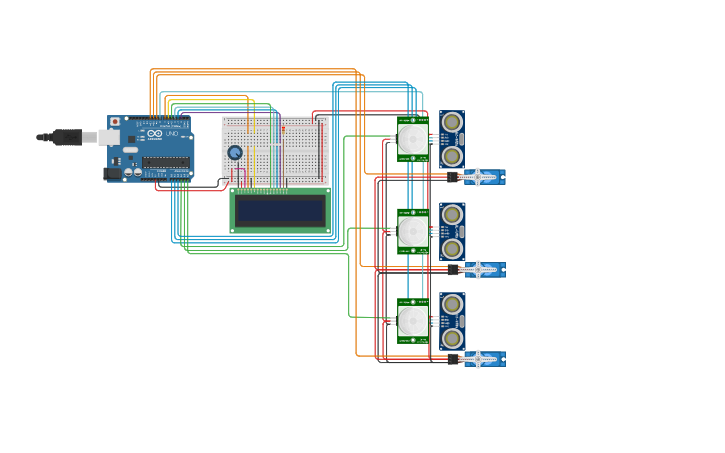 Circuit design PRO : SMART PARKING SYSTEM - Tinkercad