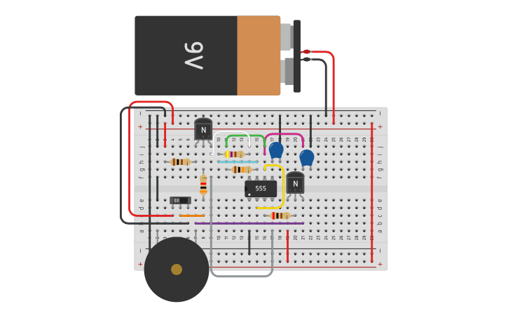 Circuit design CEN200 Rain Alarm - Tinkercad