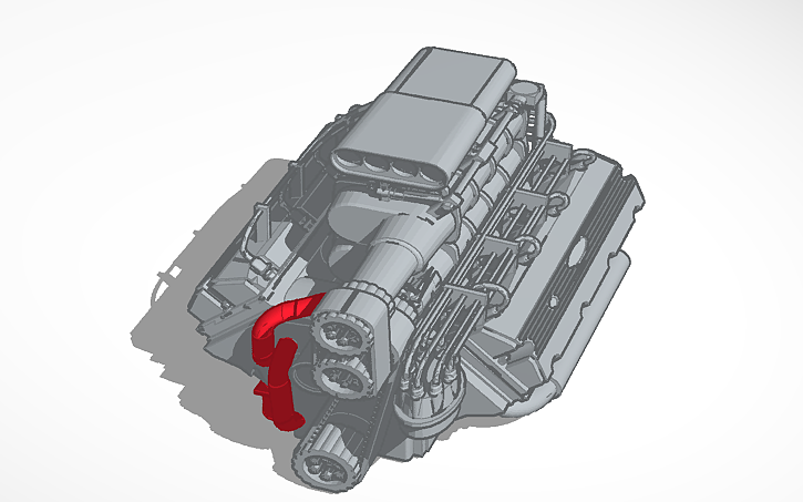 3D design Supercharged V8 For Projects(Large Scale) - Tinkercad