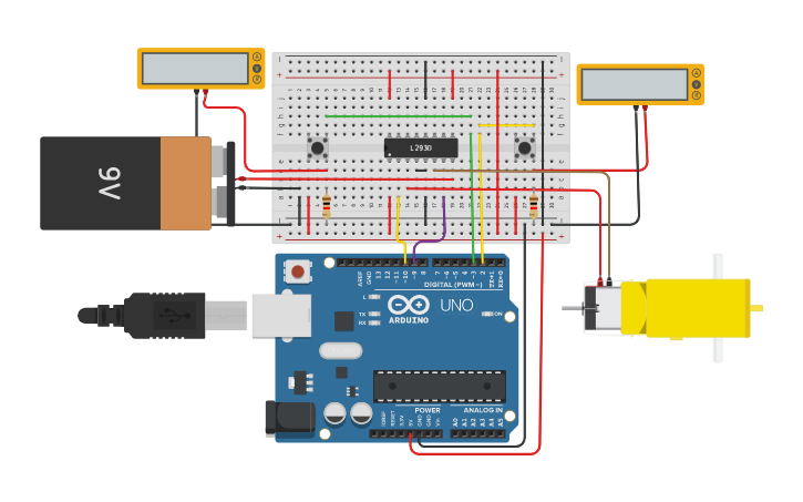 Circuit design Control de motores - Tinkercad
