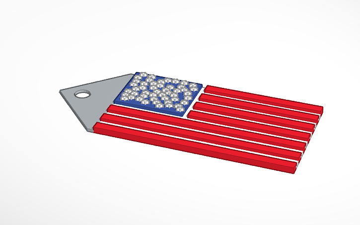 3D design USA Flag Key Chain - Tinkercad