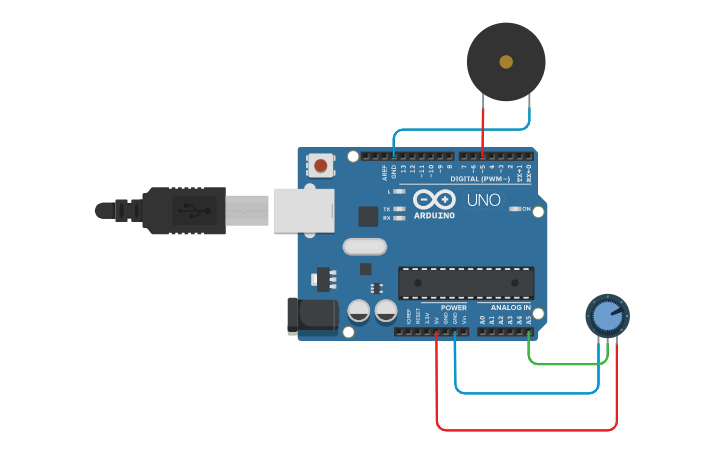 Circuit design Arduino ADC Aufgabe 3 - Tinkercad