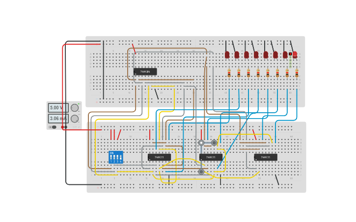 Circuit design 3:8 LINE DECODER | Tinkercad