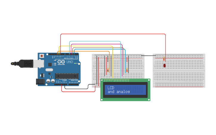 Circuit design Analog/LCD Display - Tinkercad