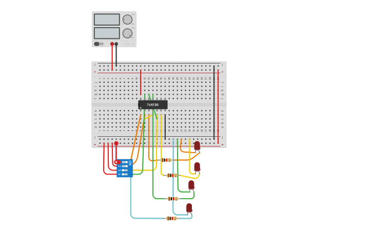 Circuit design Binary to Gray Code | Tinkercad