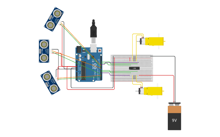 Circuit design Práctica 2 - Evasor de Obstáculos - Tinkercad